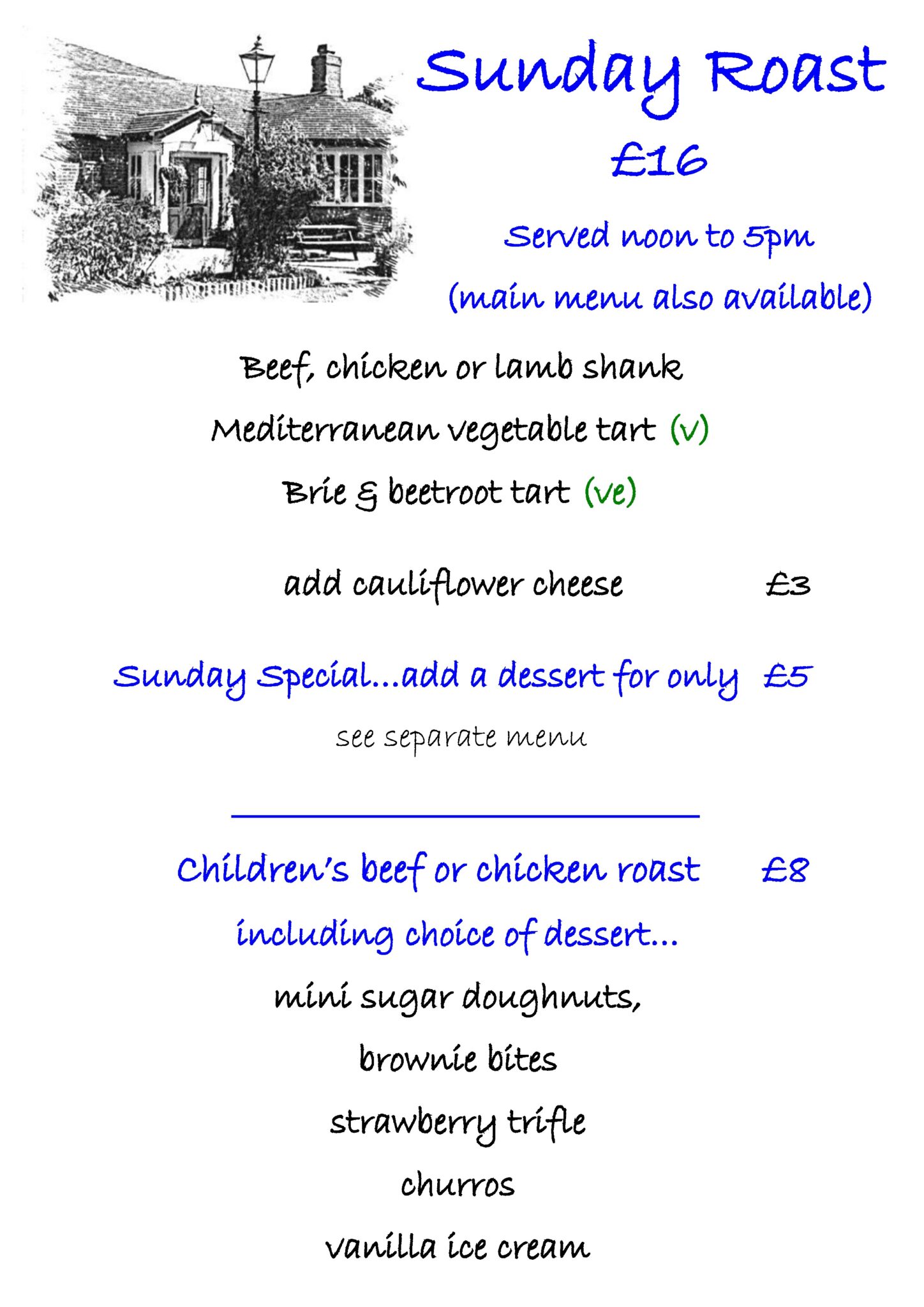 Sunday Menu – The Falkners Arms